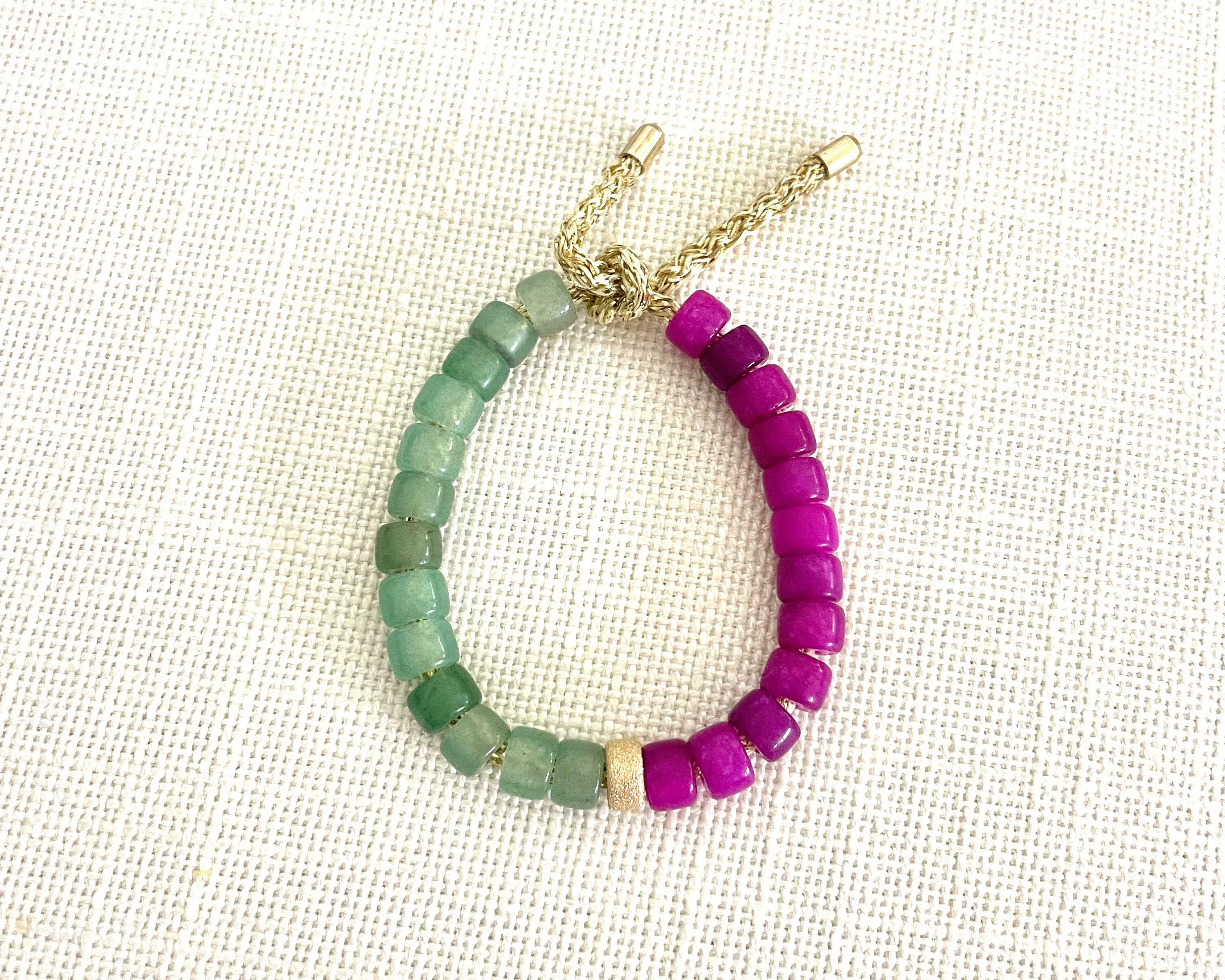 Purple Rhodonite and Green Aventurine Gemstone Bracelet - Etsy