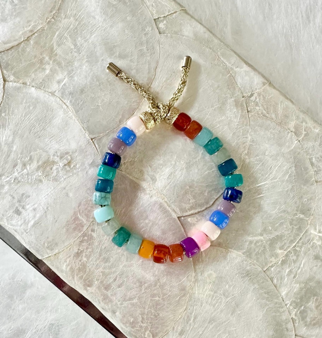 The Carnival Bracelet | Gemstone Big Bead Bracelet | Pony Bead Bracelet ...