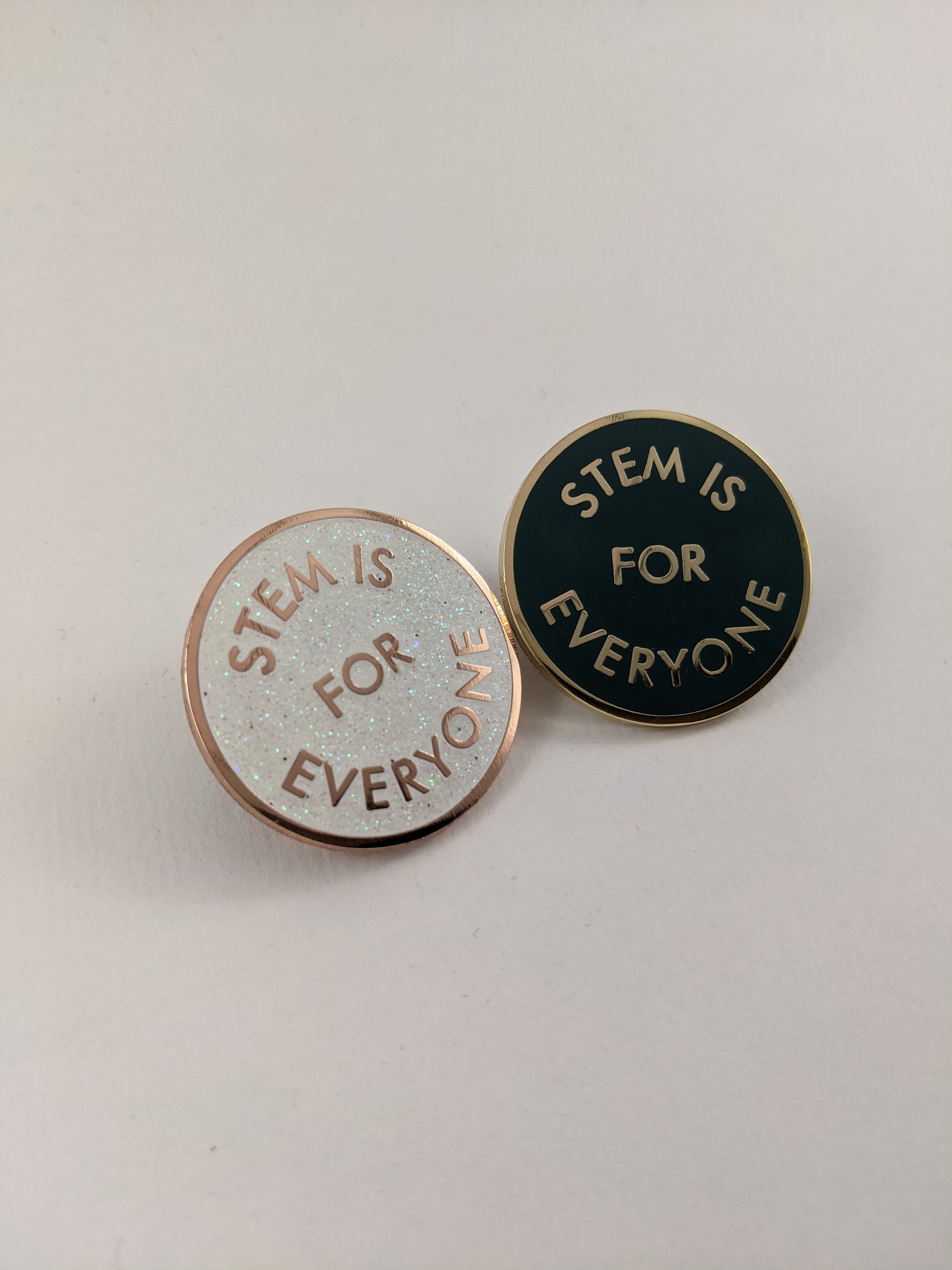 STEM is for Everyone Enamel Pin Badge - Iridescent Glitter & Rose Gold ...