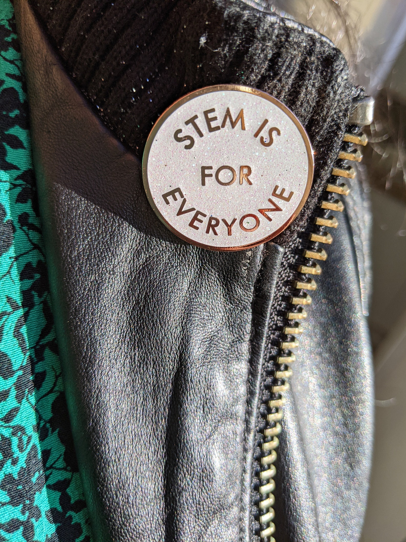 STEM is for Everyone Enamel Pin Badge - Iridescent Glitter & Rose Gold ...