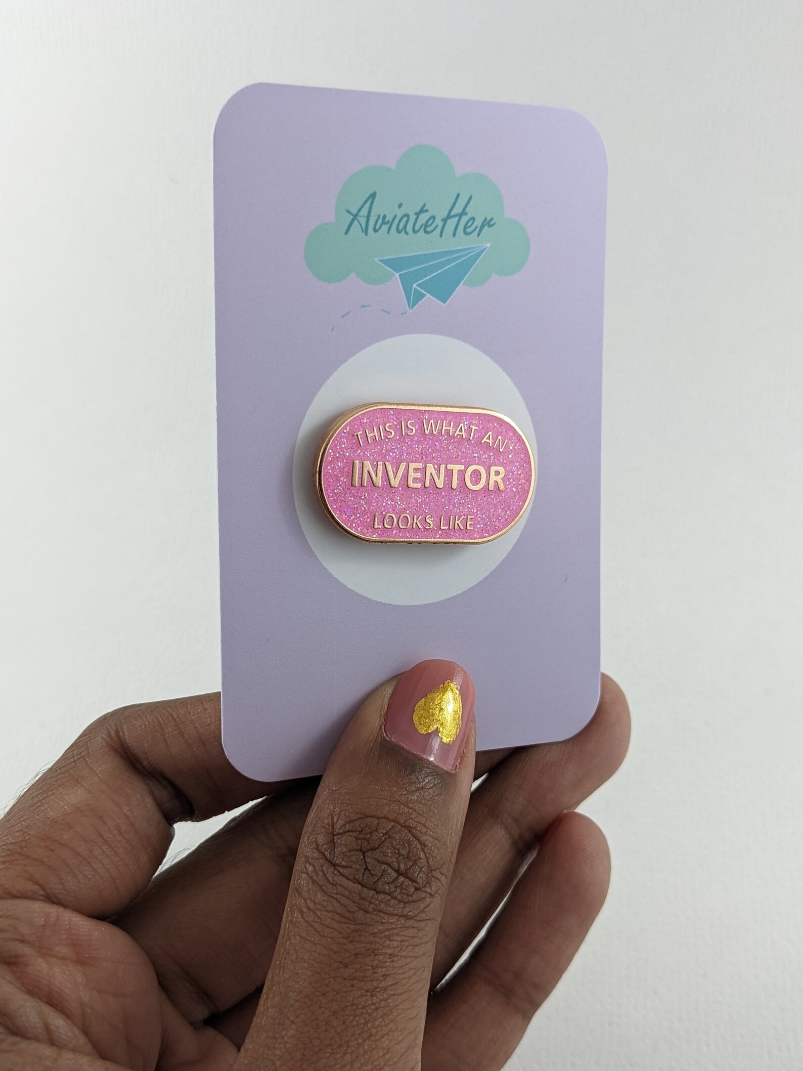 This is What an Inventor Looks Like Enamel Pin Badge - Pink Glitter ...
