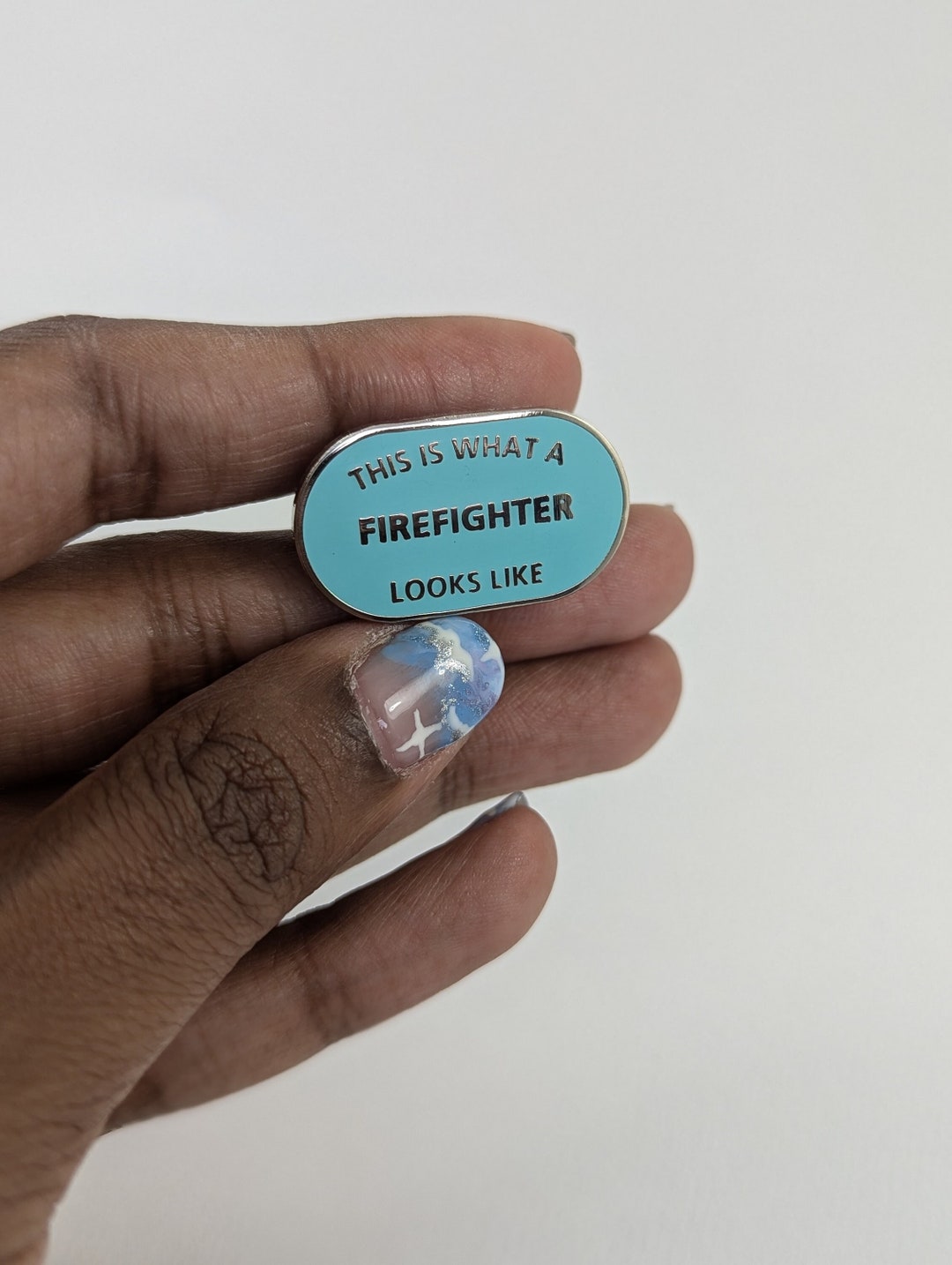 This is What a Firefighter Looks Like Enamel Pin Badge - Mint Green and ...