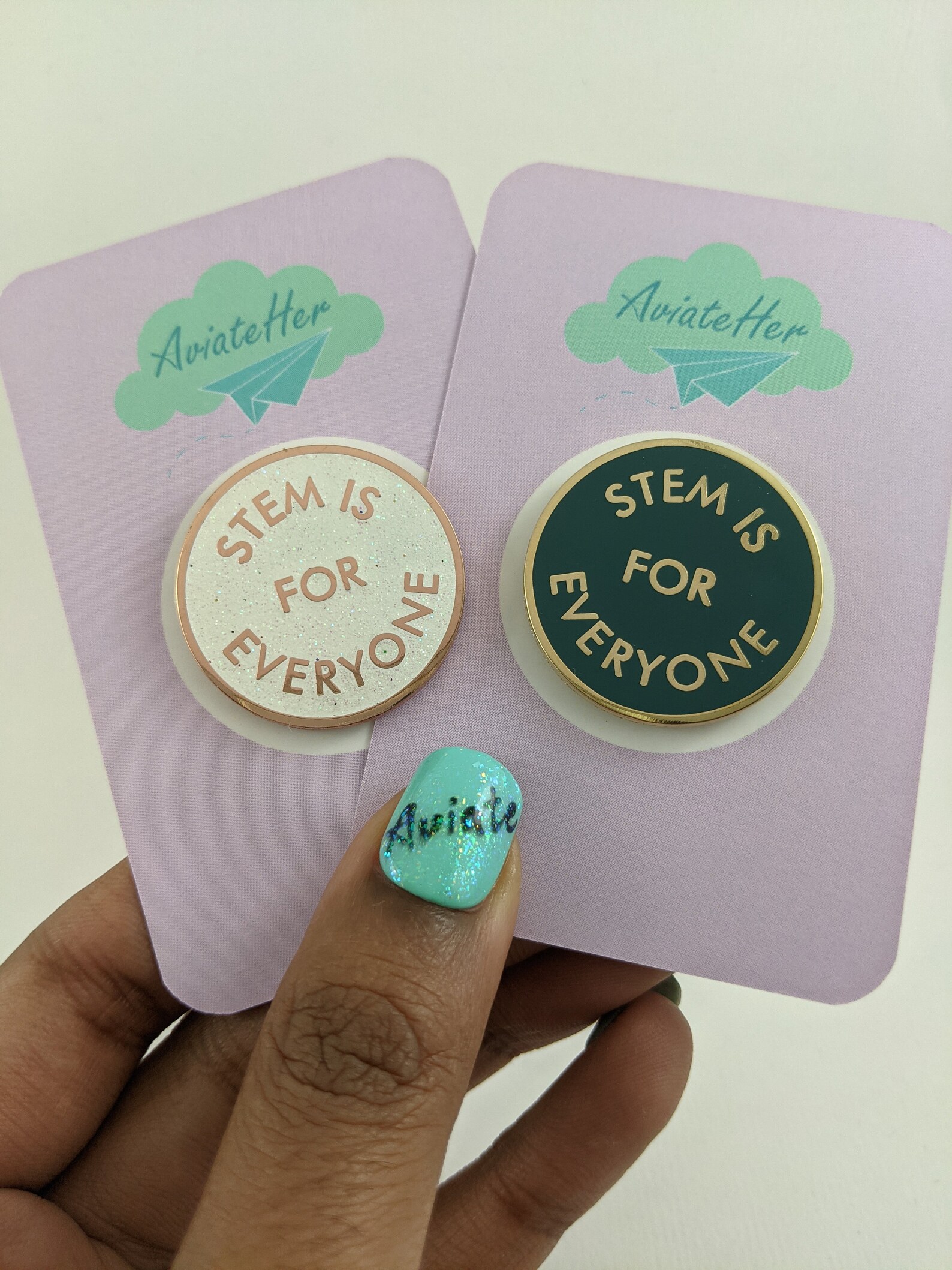 STEM is for Everyone Enamel Pin Badge - Iridescent Glitter & Rose Gold ...