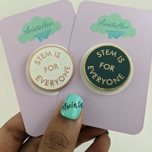 STEM is for Everyone Enamel Pin Badge - Iridescent Glitter & Rose Gold ...