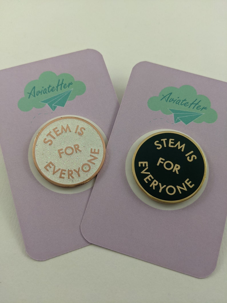 STEM is for Everyone Enamel Pin Badge - Iridescent Glitter & Rose Gold ...