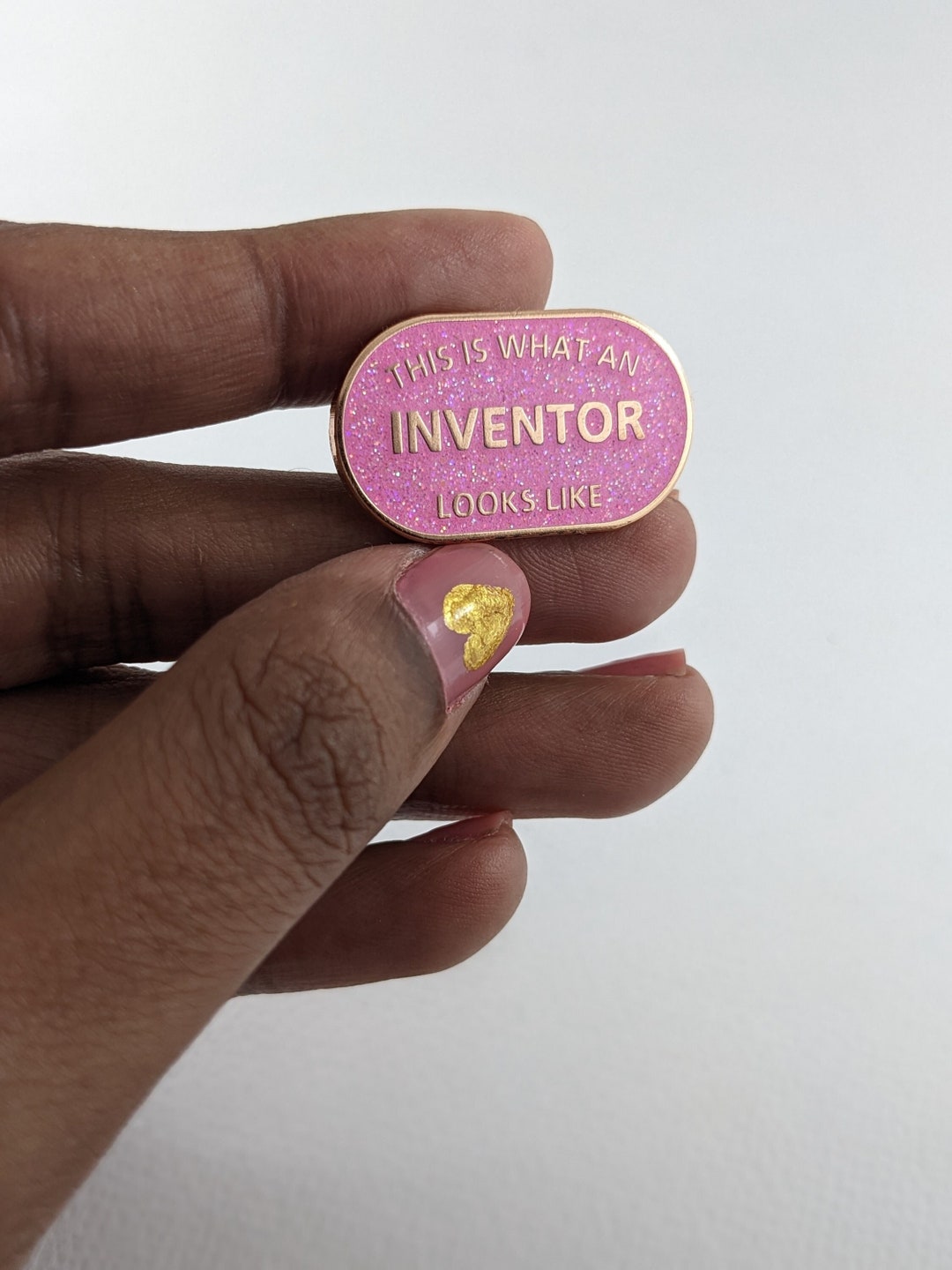 This is What an Inventor Looks Like Enamel Pin Badge - Pink Glitter ...