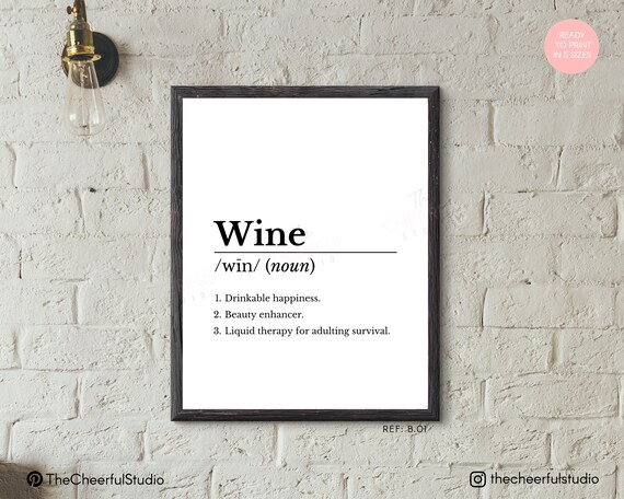 Wine Definition Sign Printable Art Home Bar Decor Wall Art | Etsy