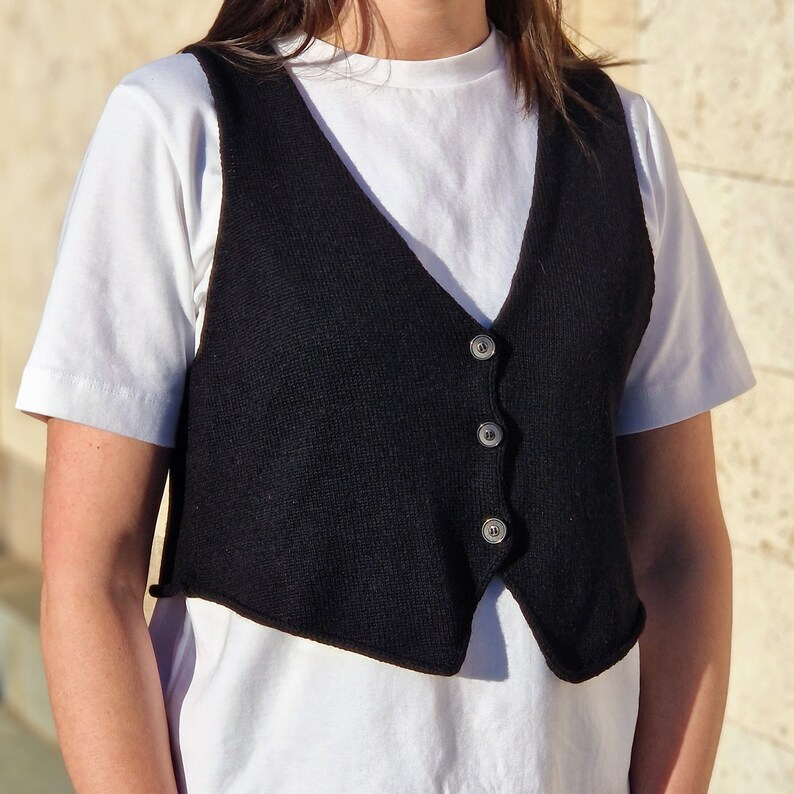 Western Style Black Knit Vest - Merino Wool Suit Waistcoat. Classic ...