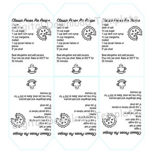 Classic Pecan Pie Recipe Tags, Pop by Tags, Pecan Pie Labels, Pecan Pie ...