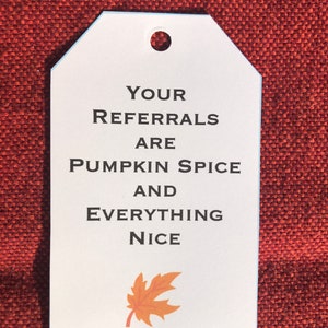 Fall Referral Tag: Pumpkin Spice Client Gift (PDF Download) - Etsy