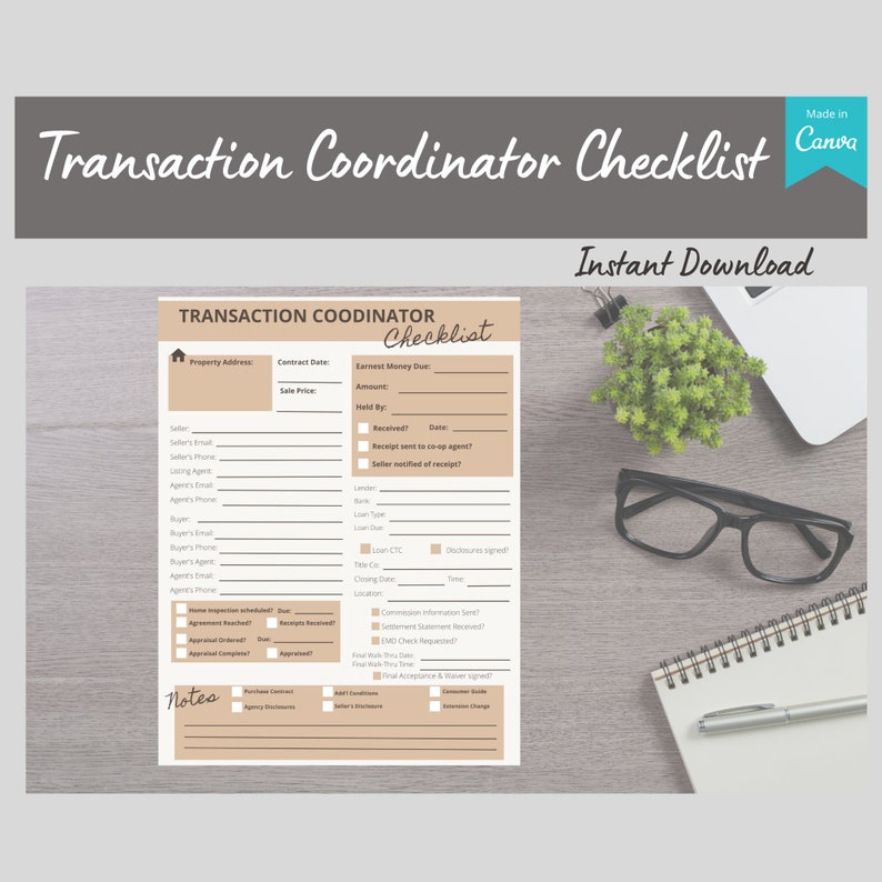 Transaction Coordinator Checklist, Transaction Coordinator Forms ...