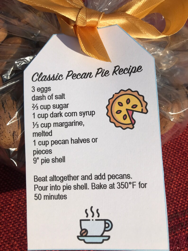 Classic Pecan Pie Recipe Tags, Pop by Tags, Pecan Pie Labels, Pecan Pie ...