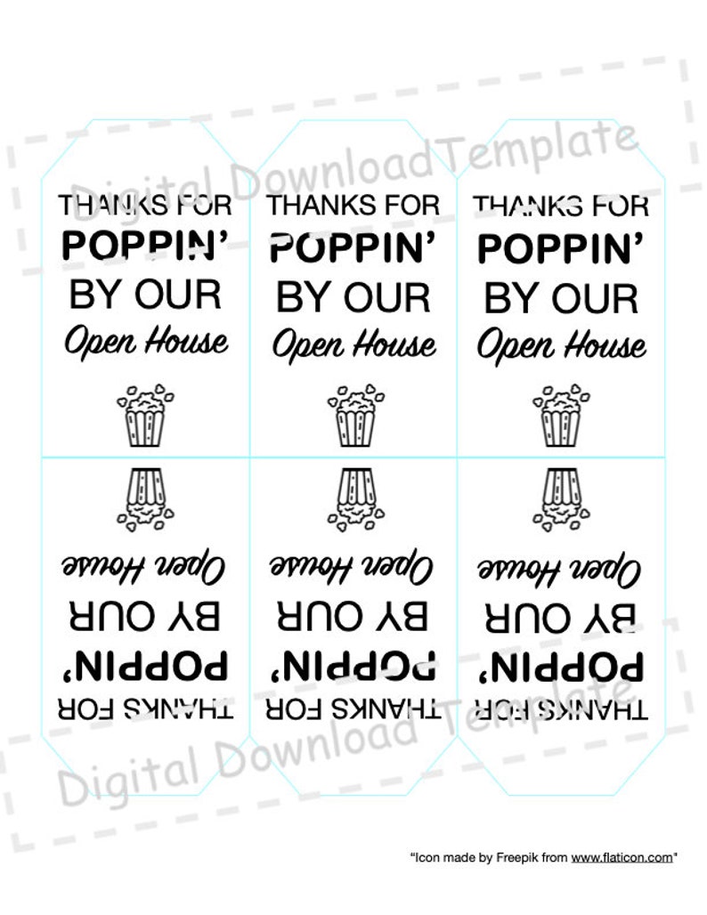 Realtor Open House Popcorn Tag: Agent Marketing (PDF) - Etsy