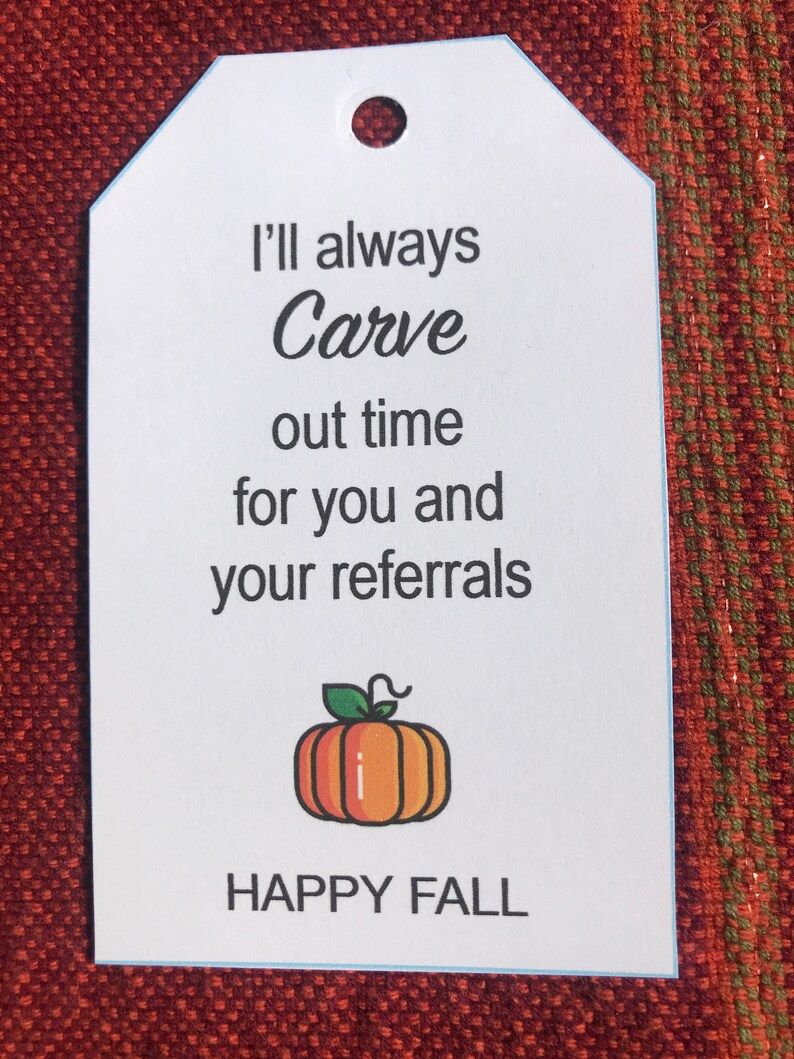 Fall Client Referral Tags: Pumpkin Gift Tags (PDF) - Etsy