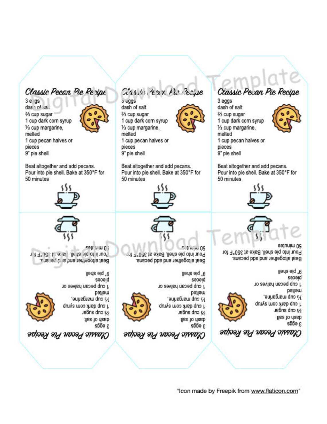 Classic Pecan Pie Recipe Tags, Pop by Tags, Pecan Pie Labels, Pecan Pie ...