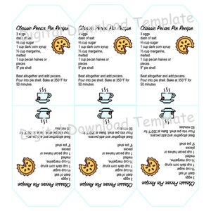 Classic Pecan Pie Recipe Tags, Pop by Tags, Pecan Pie Labels, Pecan Pie ...