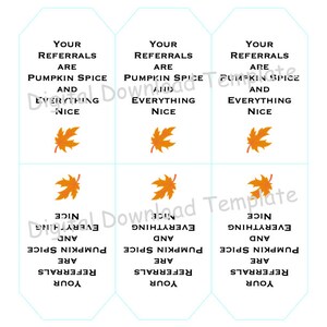 Fall Referral Tag: Pumpkin Spice Client Gift (PDF Download) - Etsy