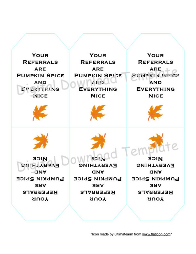 Fall Referral Tag: Pumpkin Spice Client Gift (PDF Download) - Etsy