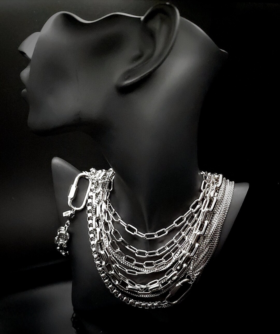 MASSIVE Necklace, Jewelry Set, Multilayered Necklace and Bracelet ...