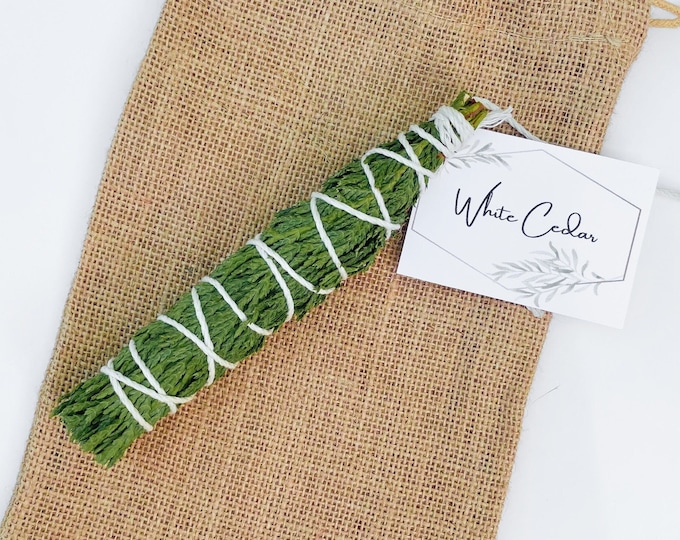 White Cedar Smoke Cleansing Stick 6 Herb Bundle for Banishing Negative ...