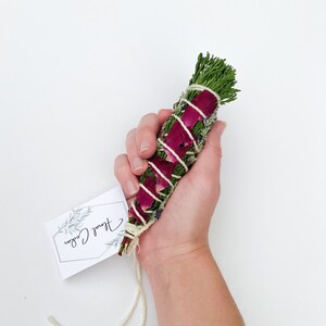 Floral Cedar Smoke Cleansing Stick | 6.5" Herb Bundle (for Love ...