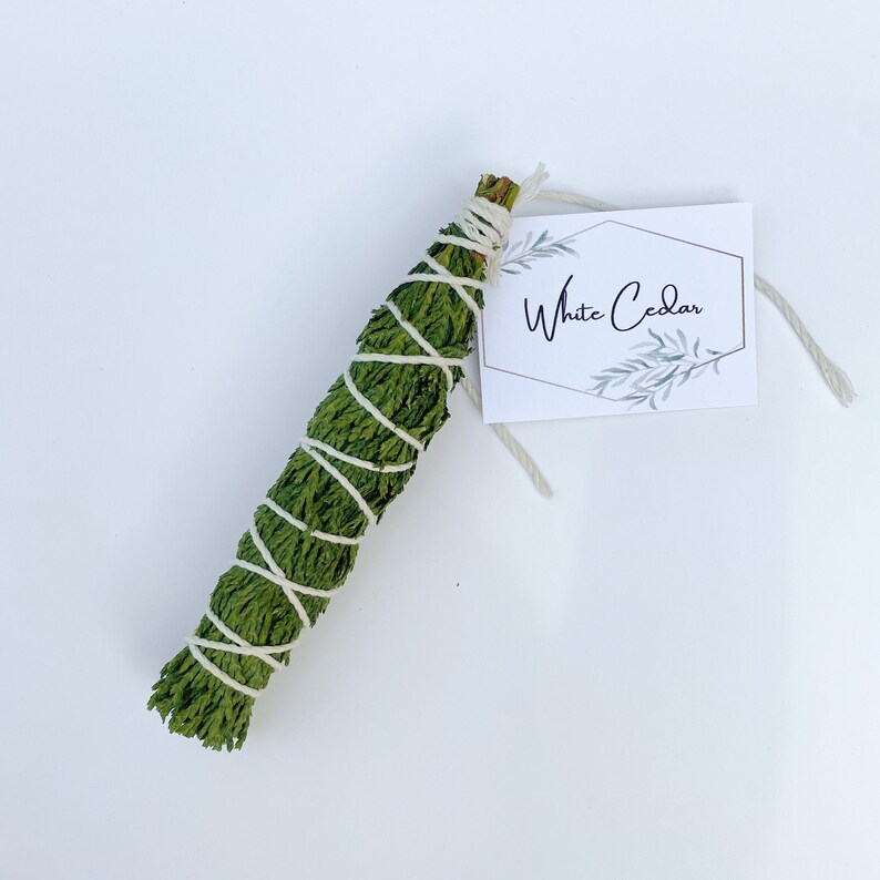 White Cedar Smoke Cleansing Stick | 6" Herb Bundle (for Banishing ...