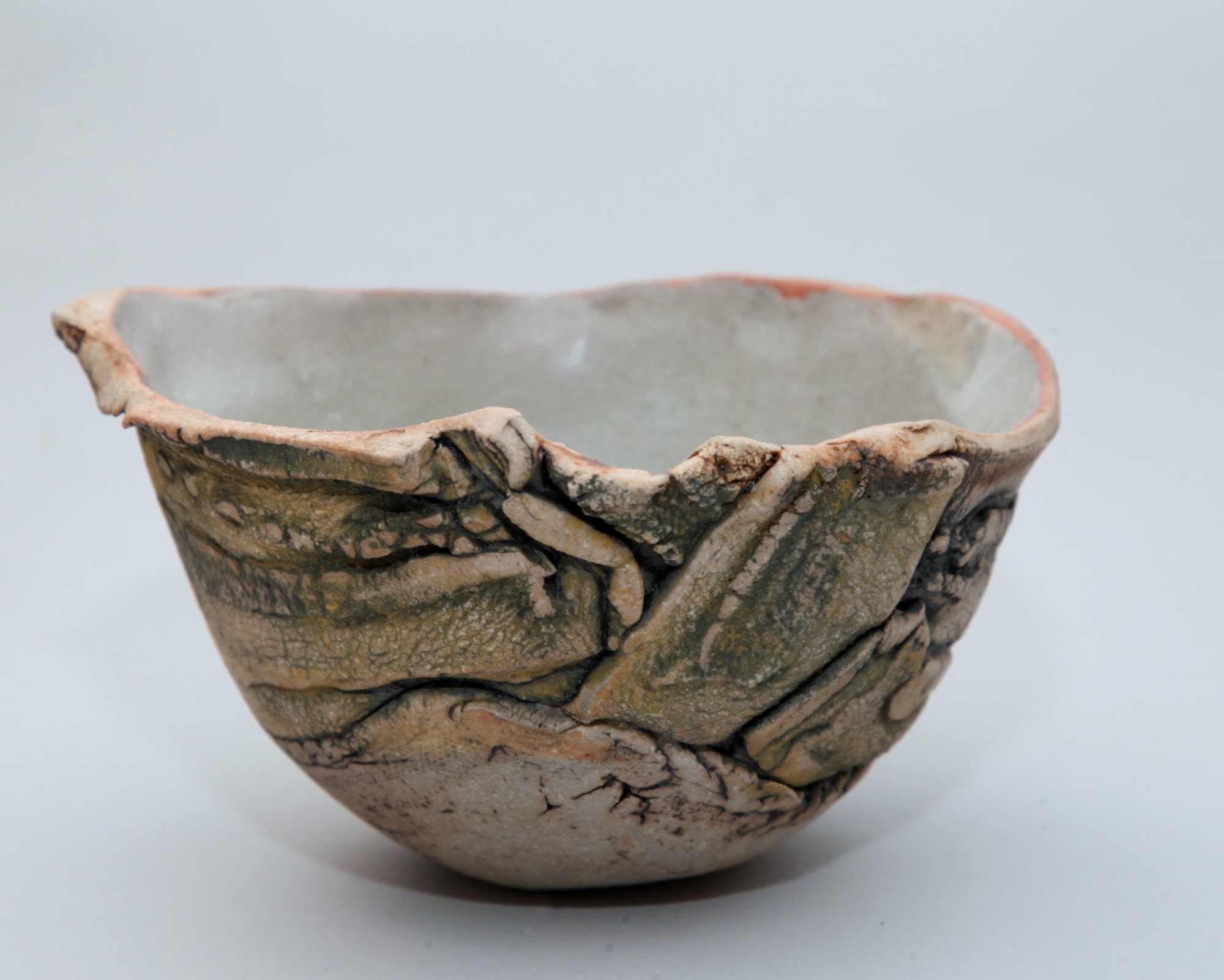 Handbuilt Bowl / Decorative Clay Bowl / Distinctive Design / Textured ...