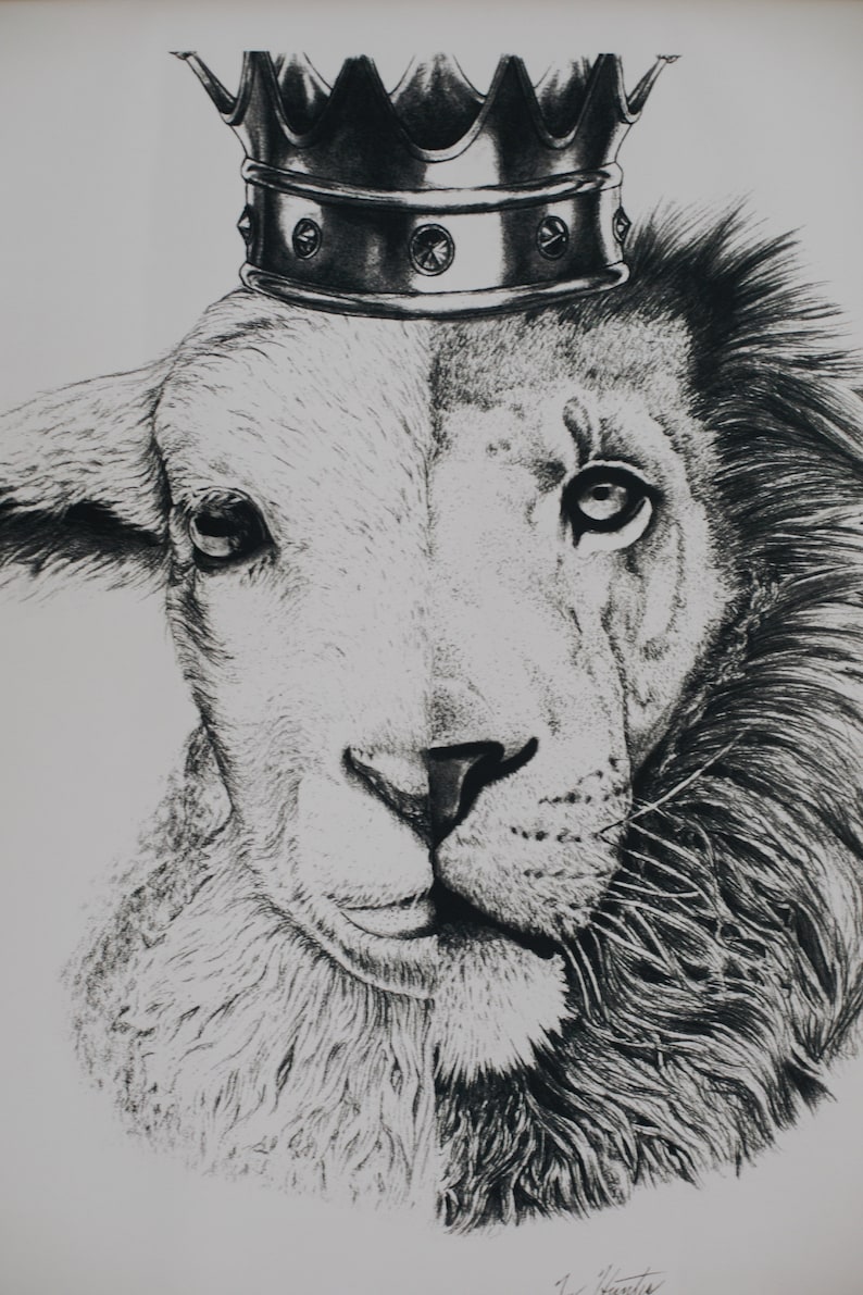 Lion and Lamb Print - Etsy