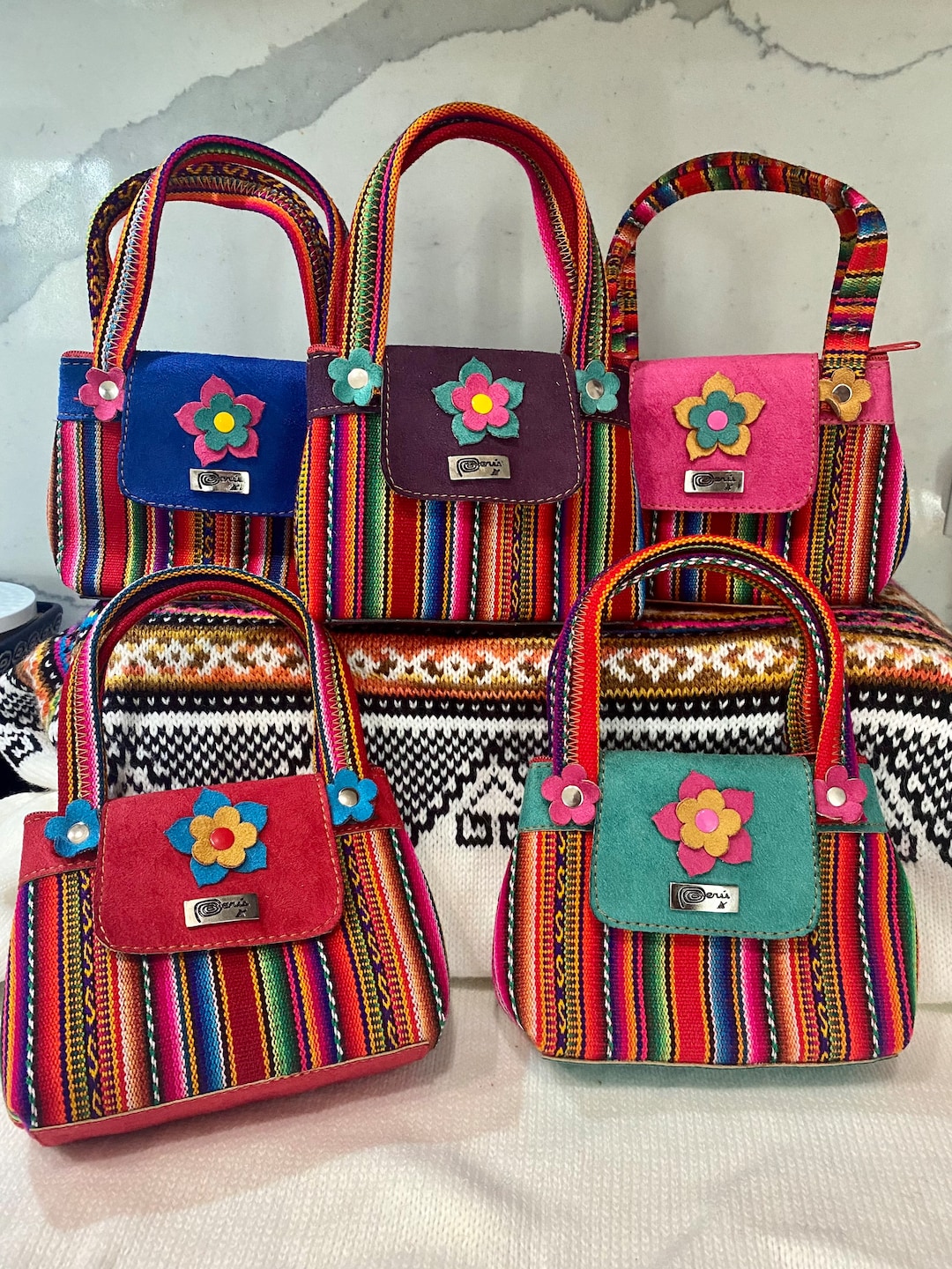 Peruvian Hand Bag. Peruvian Fabric With Suede Leather. - Etsy