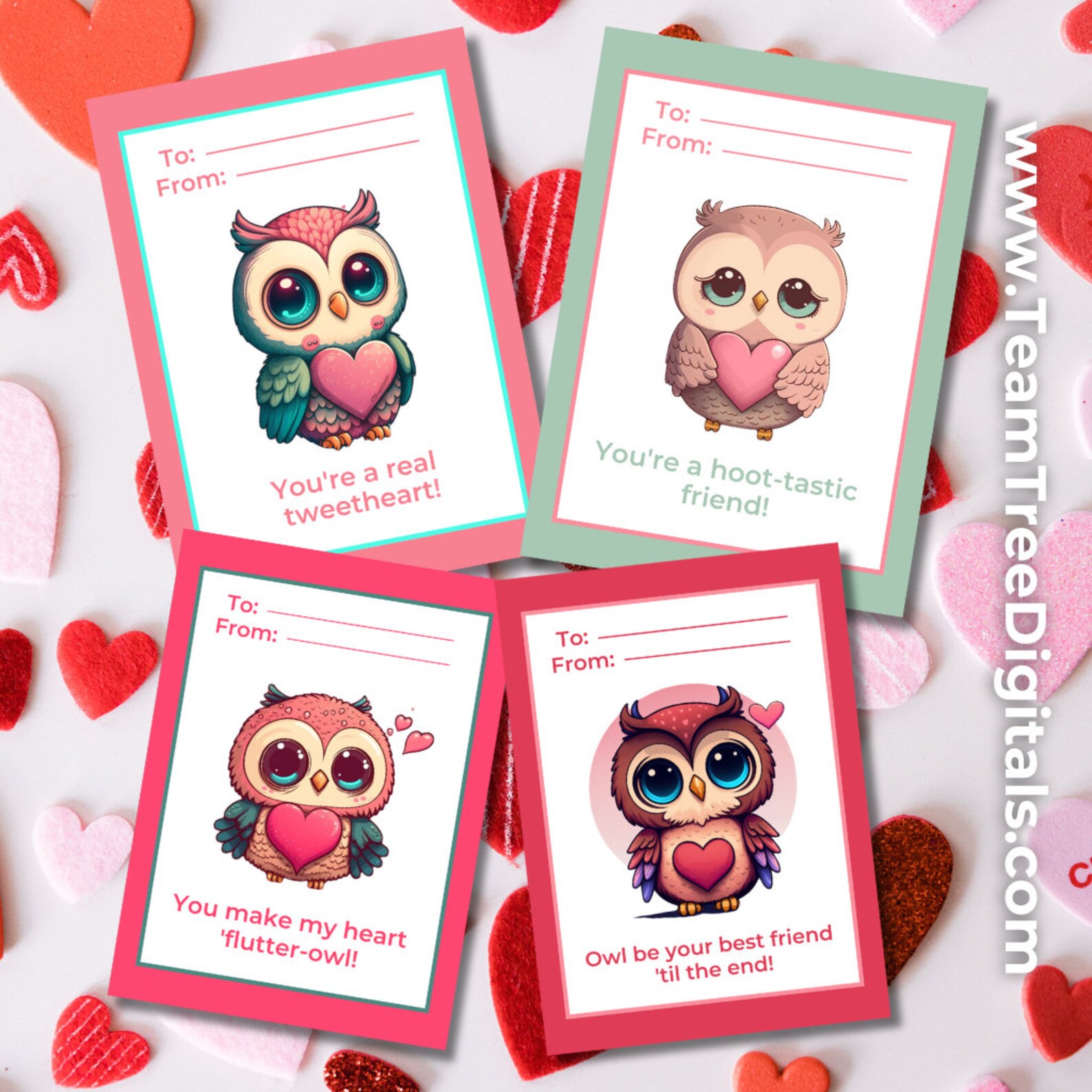 Printable Owl Valentine Day Cards| Classroom Cards| Digital Download ...