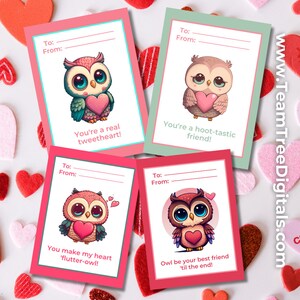 Printable Owl Valentine Day Cards| Classroom Cards| Digital Download ...