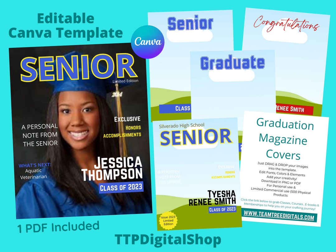 2024 Graduation Magazine Cover Editable Template| Canva Template ...