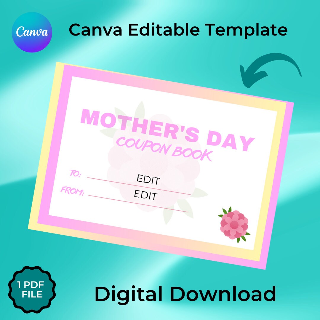 Mother's Day Coupon Template| Canva Editable Template| Digital Download ...