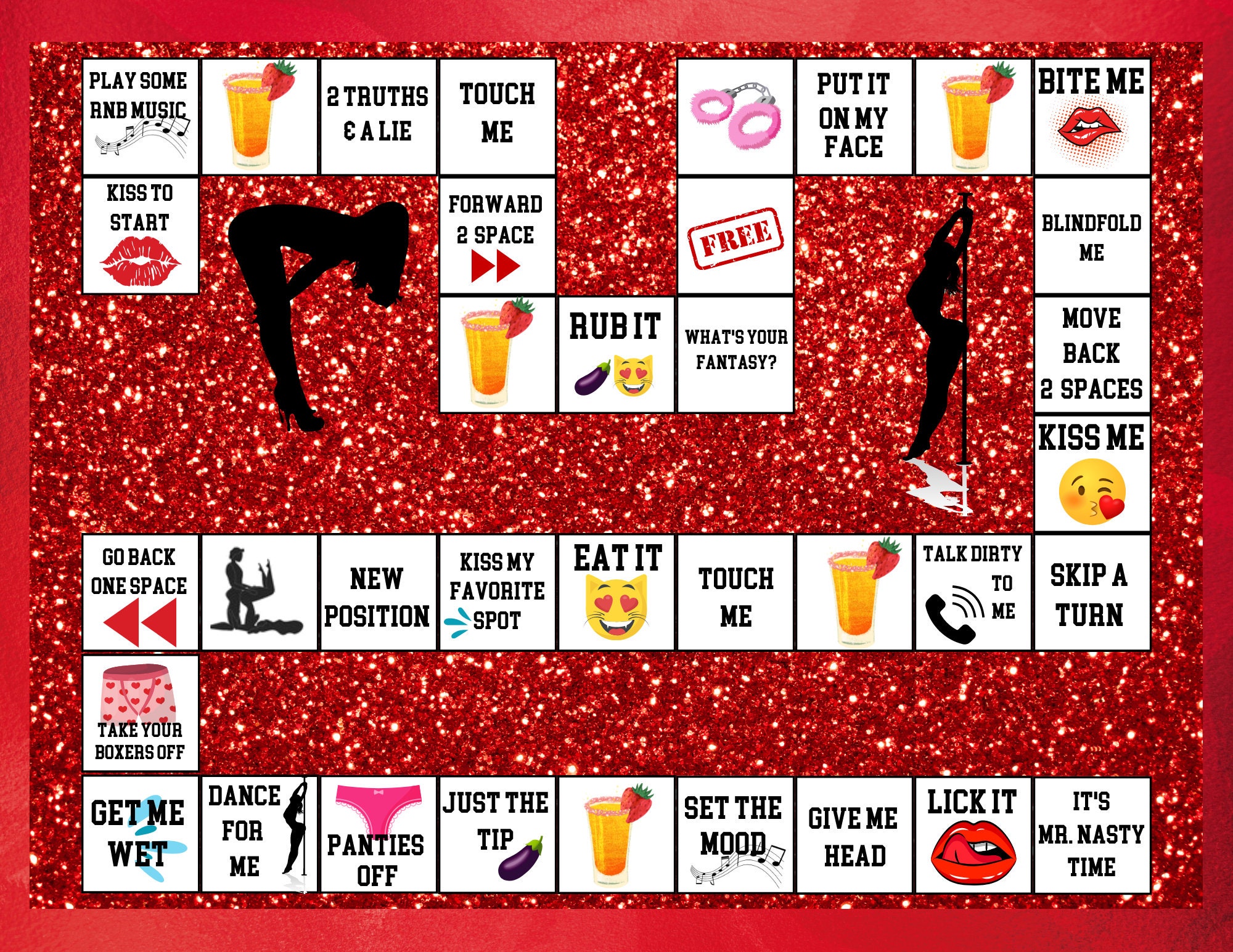 Adult Game Board Sexy Game Board Couples Game Board Digital Download