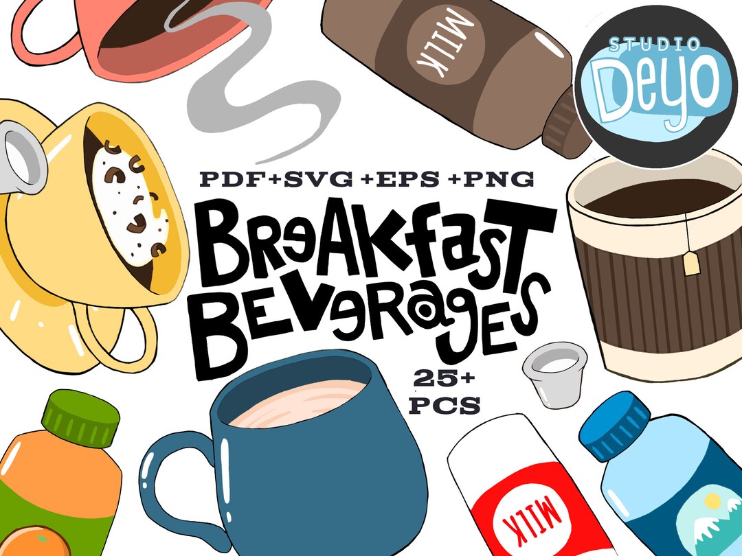 Breakfast Beverage Clip Art Set - Etsy