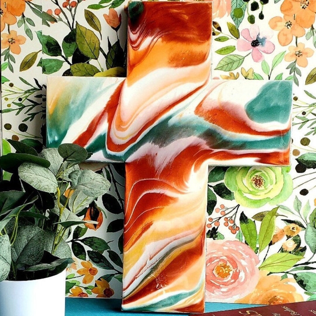 Decorative Cross With Mixed Media / Modern Wall Shelf Decor for Your ...