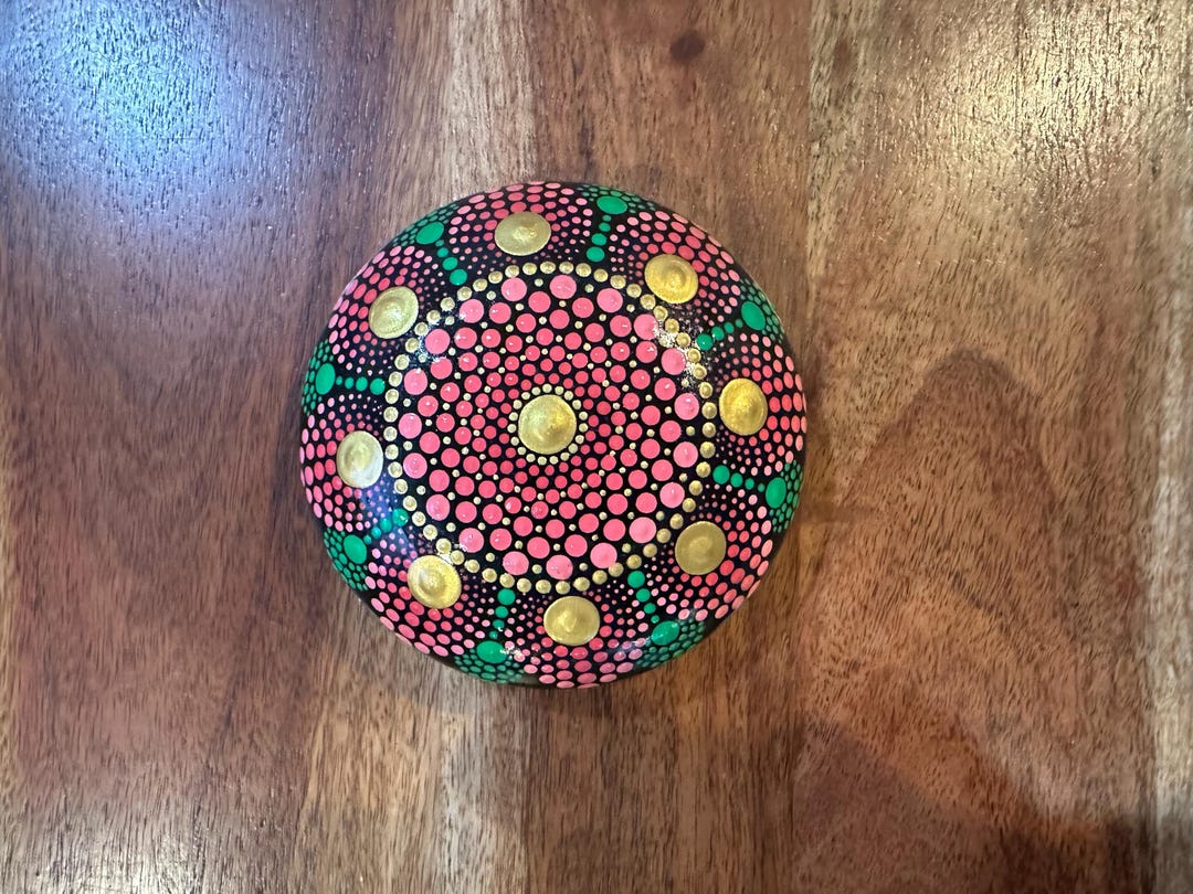 Mandala Stone, Mandala Flower, Flower, Painted Rock, Zen Decor, Mandala ...