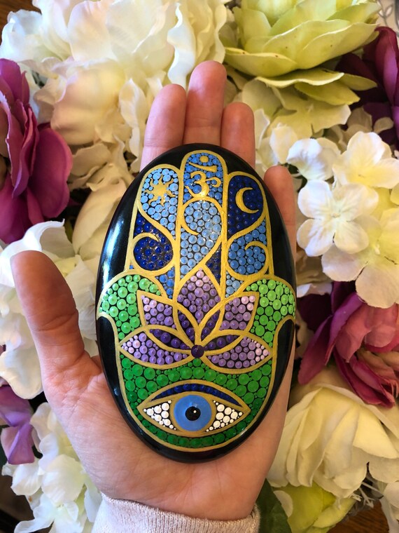 Hamsa Hand Hamsa Hamsa Decor Lotus Paperweight Zen Decor | Etsy