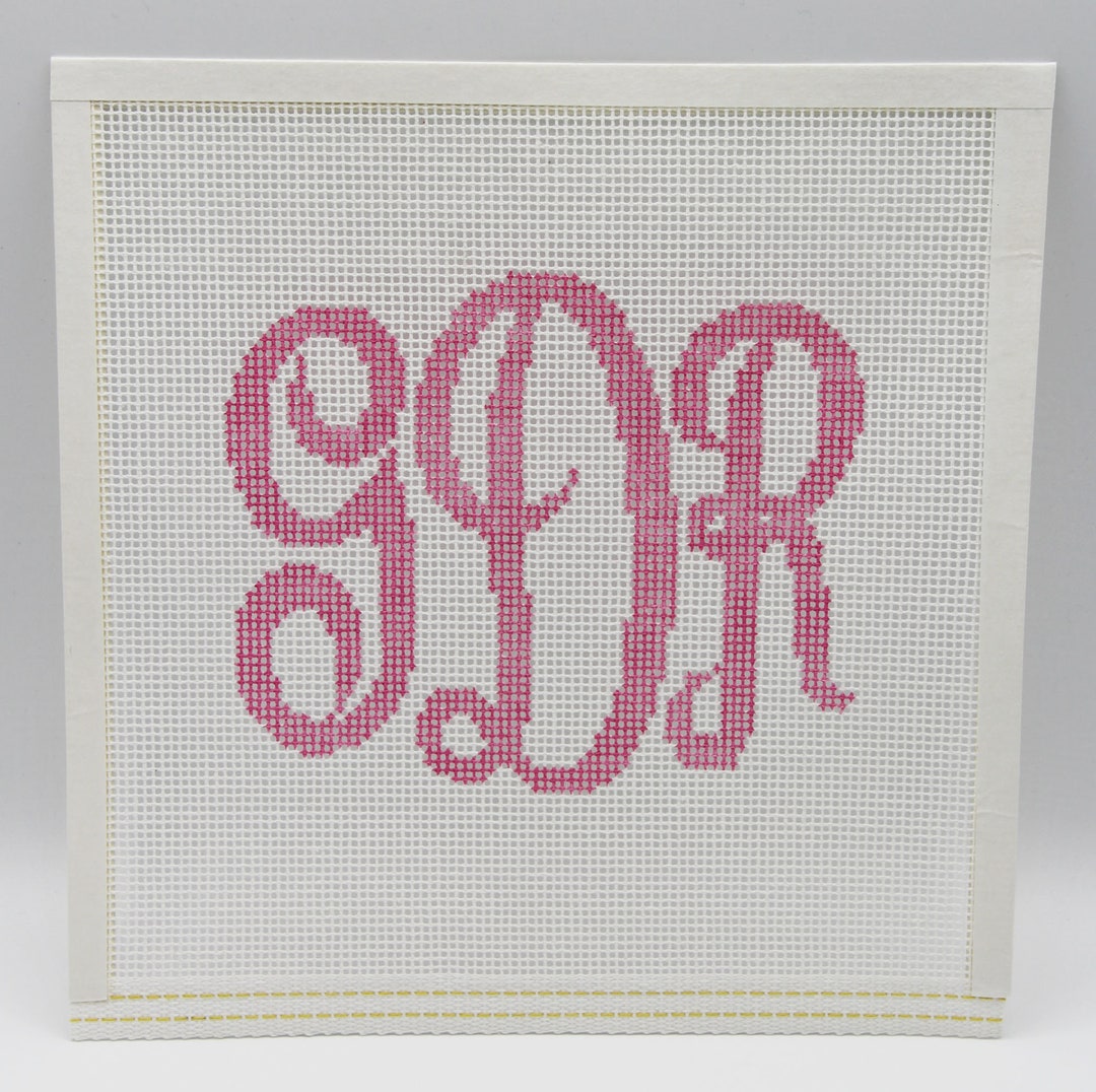 Choose Color - Custom Hand Painted Master Circle Monogram Needlepoint ...