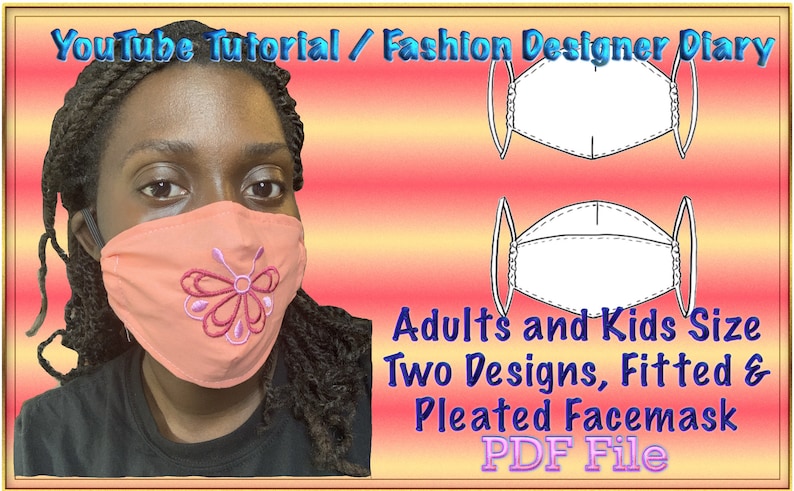 Adults Face Mask, Face Mask Pattern Tutorial, Face Mask Pattern, PDF ...