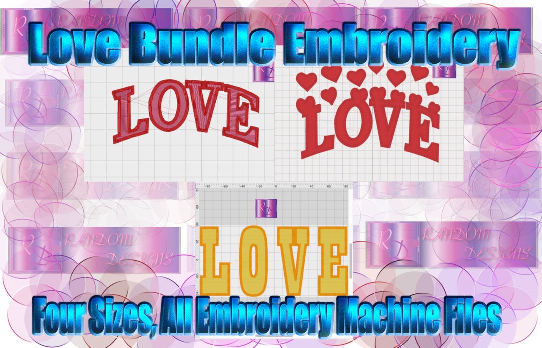 3 Bundle Embroidery Designs, Love Digitize, Embroidery Files, Love ...