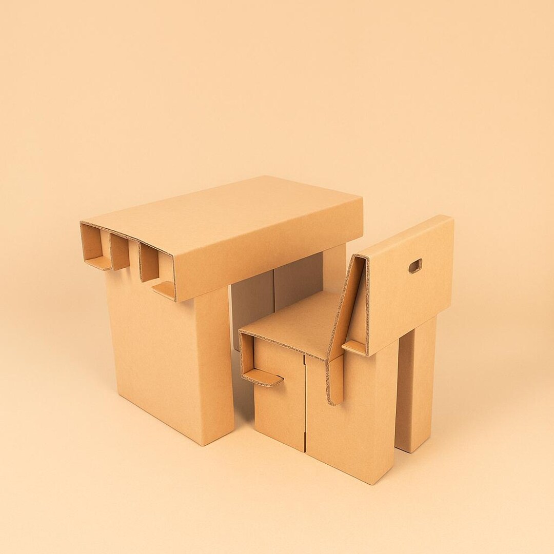 Kids Desk & Chair - Eco-friendly Corrugated | Montessori-style Eco Set ...