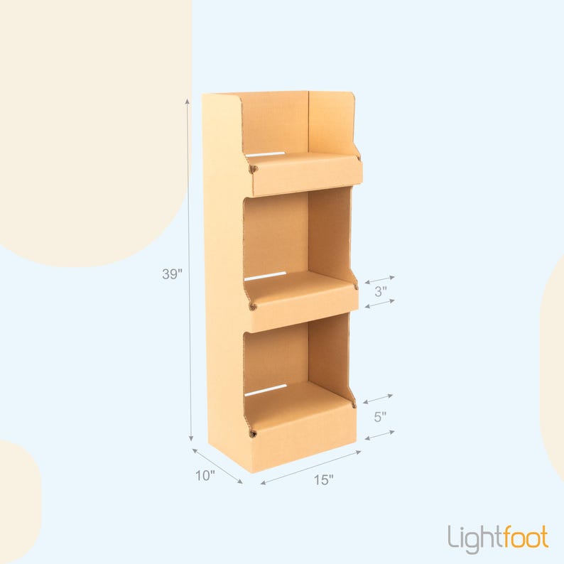 Collapsible Cardboard Storage Rack – 3-tier Display Shelf, Wood-free ...