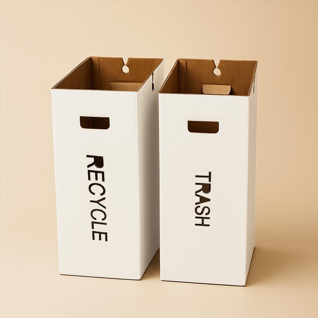 Portable Cardboard Trash & Recycling Bins 4 Pk, 13 Gallon 23" Tall ...