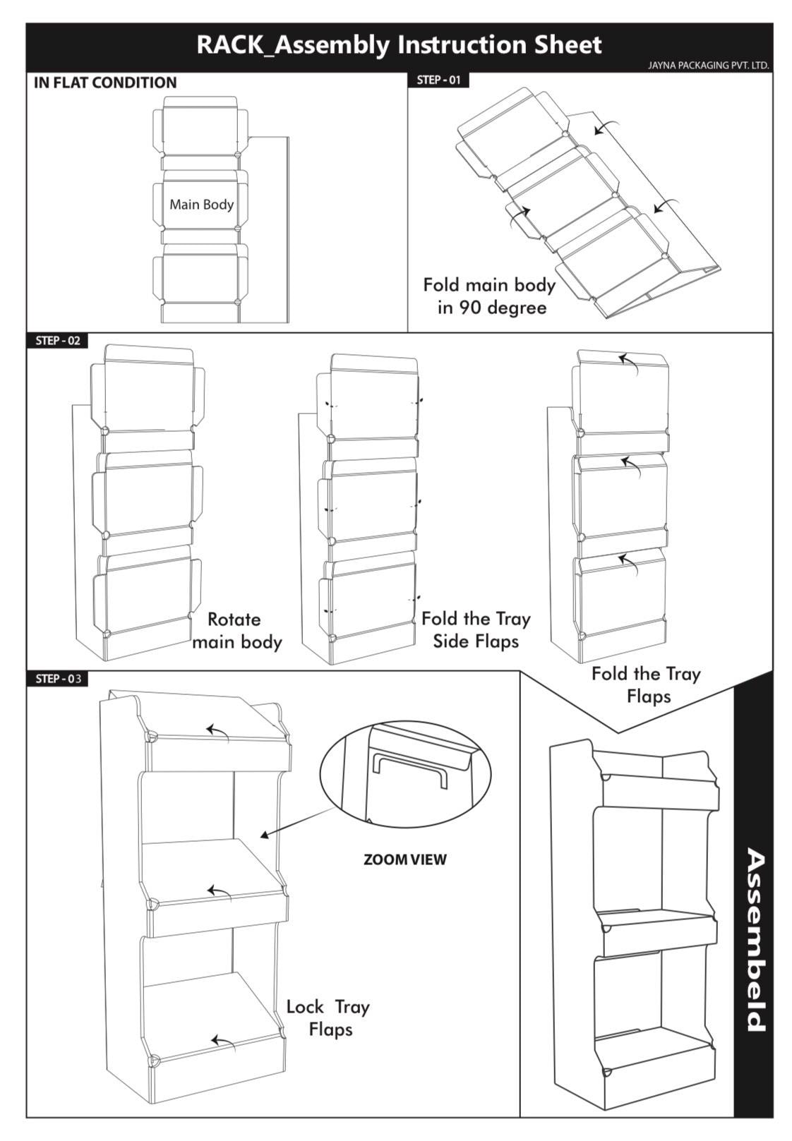 Collapsible Cardboard Storage Rack – 3-tier Display Shelf, Wood-free ...