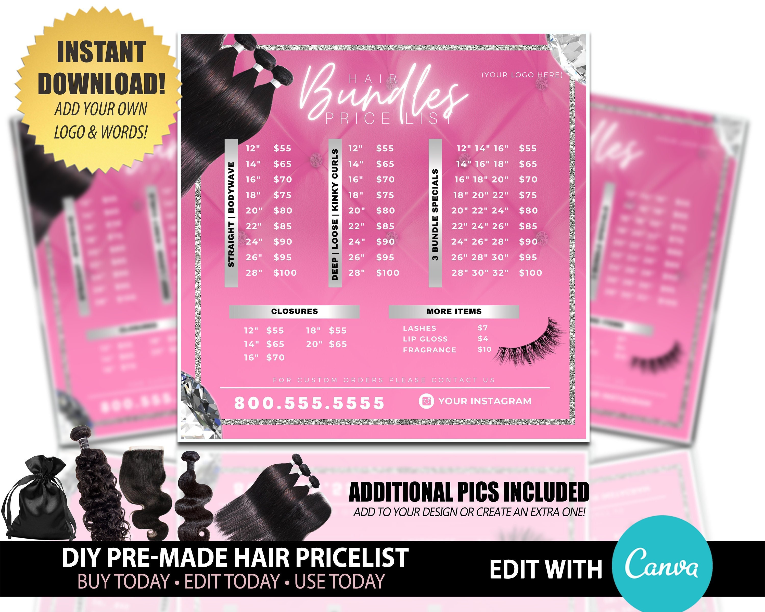 Design & Templates Templates Hair Bundles Flyer DIY Hair Flyer Hair ...