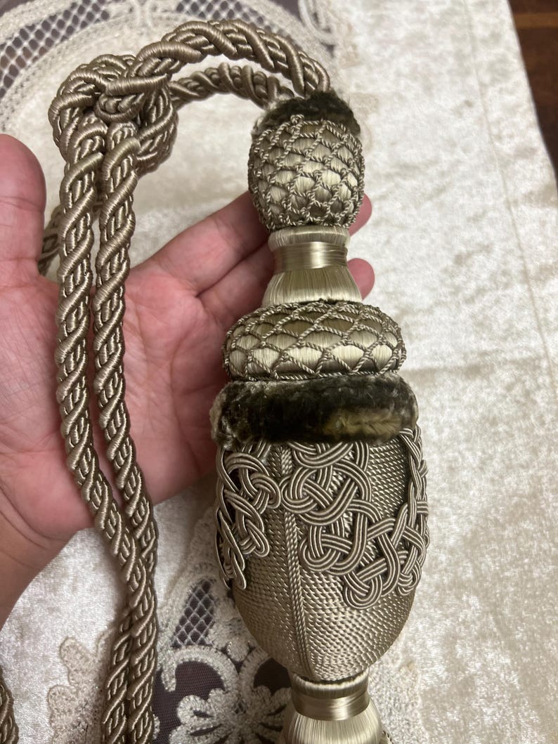 Large Tassels/ Whit Gold/ Light Bronze Curtains Tieback/ Egyptian ...