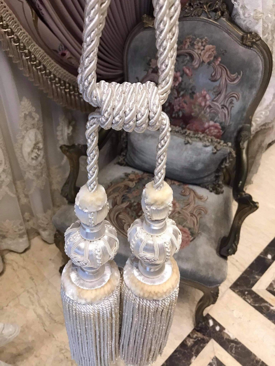 Luxury Tieback Double Tassels White Color - Etsy
