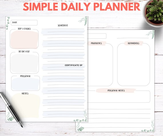 Minimalistic Daily PlannerDay PlannerWork PlannerBig Happy | Etsy