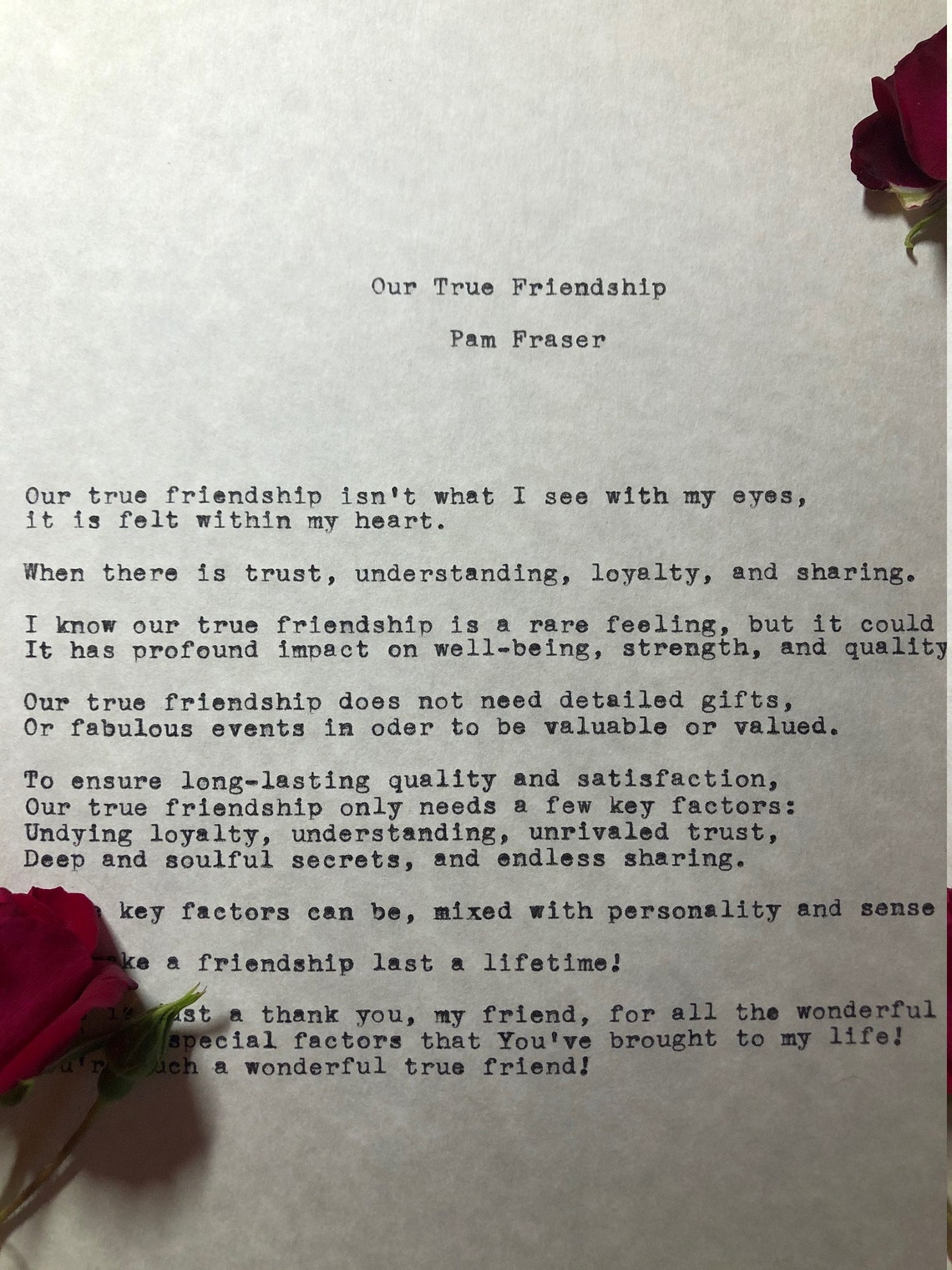 A True Friend Poem Provide a poem and well make it | Etsy